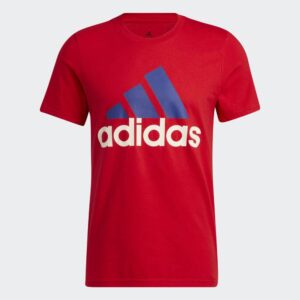 adidas Basic Badge of Sport Tee Scarlet/Victory Blue/Wonder White MD