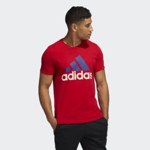 adidas Basic Badge of Sport Tee Scarlet/Victory Blue/Wonder White MD