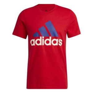 adidas basic badge of sport tee scarlet/victory blue/wonder white md