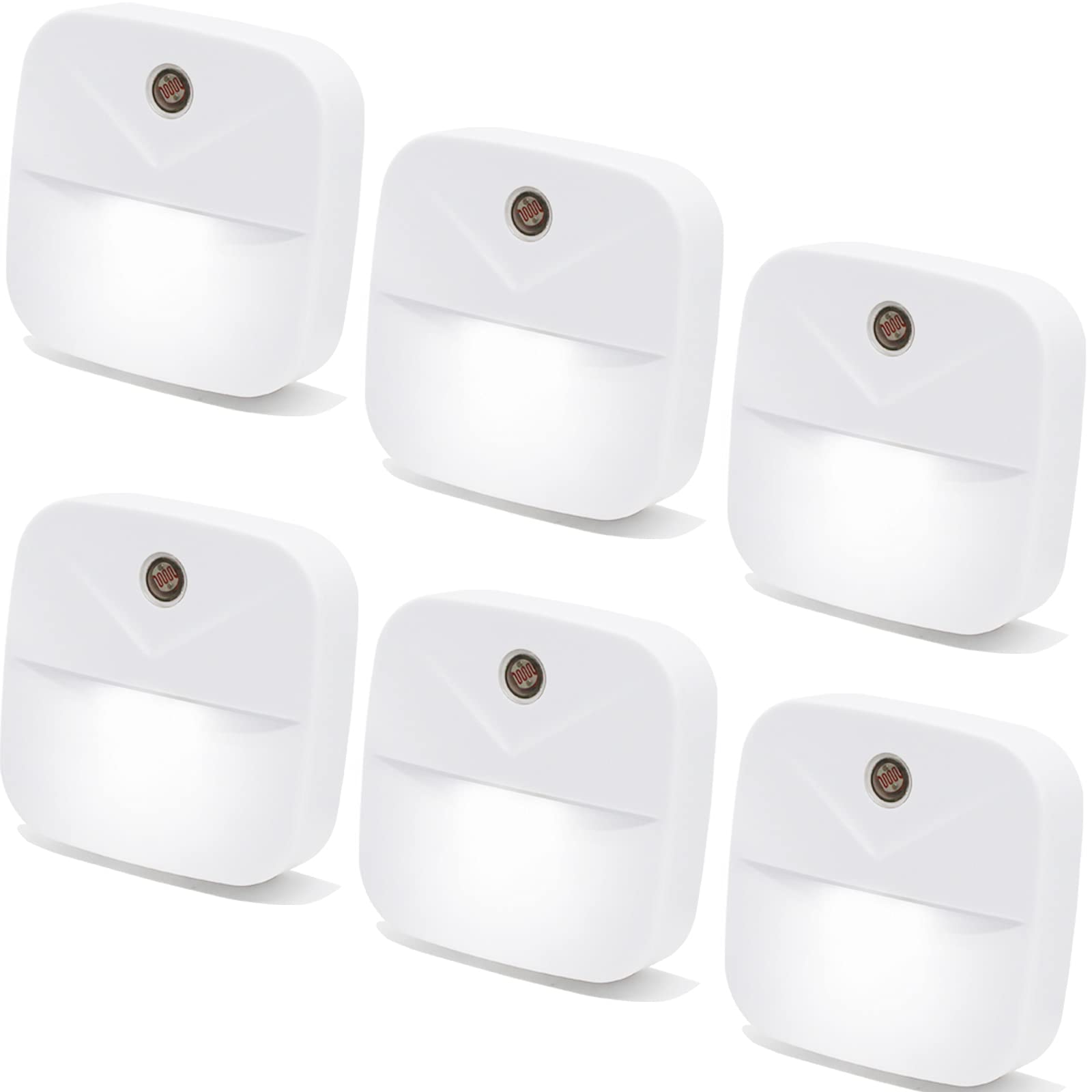 YRWXZYO 6 Pack Night Light Plug in, White LED Nightlights with Smart Dusk to Dawn Sensor, Plug into Wall Nightlights Suitable for Bedroom, Bathroom, Hallway, Kitchen, Stairs, Kids, Adults