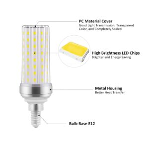 E12 LED bulbs, 20W LED Candelabra Bulbs 150 Watt Equivalent,Daylight White 6000K, ceiling fan light bulbs,2000lm, Non-Dimmable LED light bulb, LED Chandelier Bulbs for Ceiling Fan,Home Lighting,4 Pack