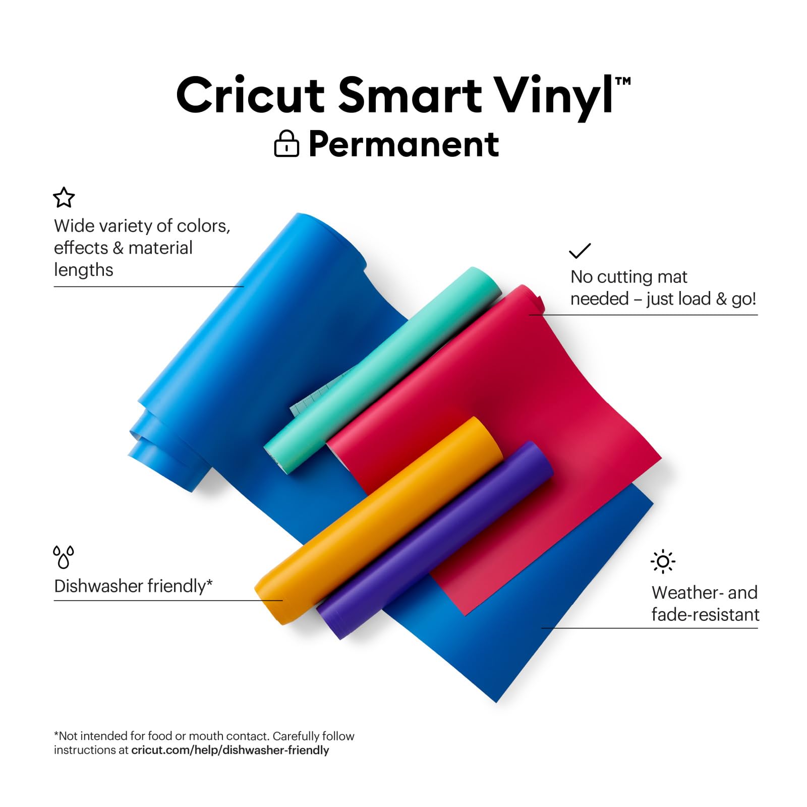 Cricut Smart Permanent Vinyl (13in x 3ft, Black) for Explore and Maker 3 - Matless cutting for long cuts up to 12ft