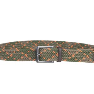 AGEA Elastic Stretch Woven Braided Waist Belt for Men and Women (Waist 32"-35", Green Orange Coffee)