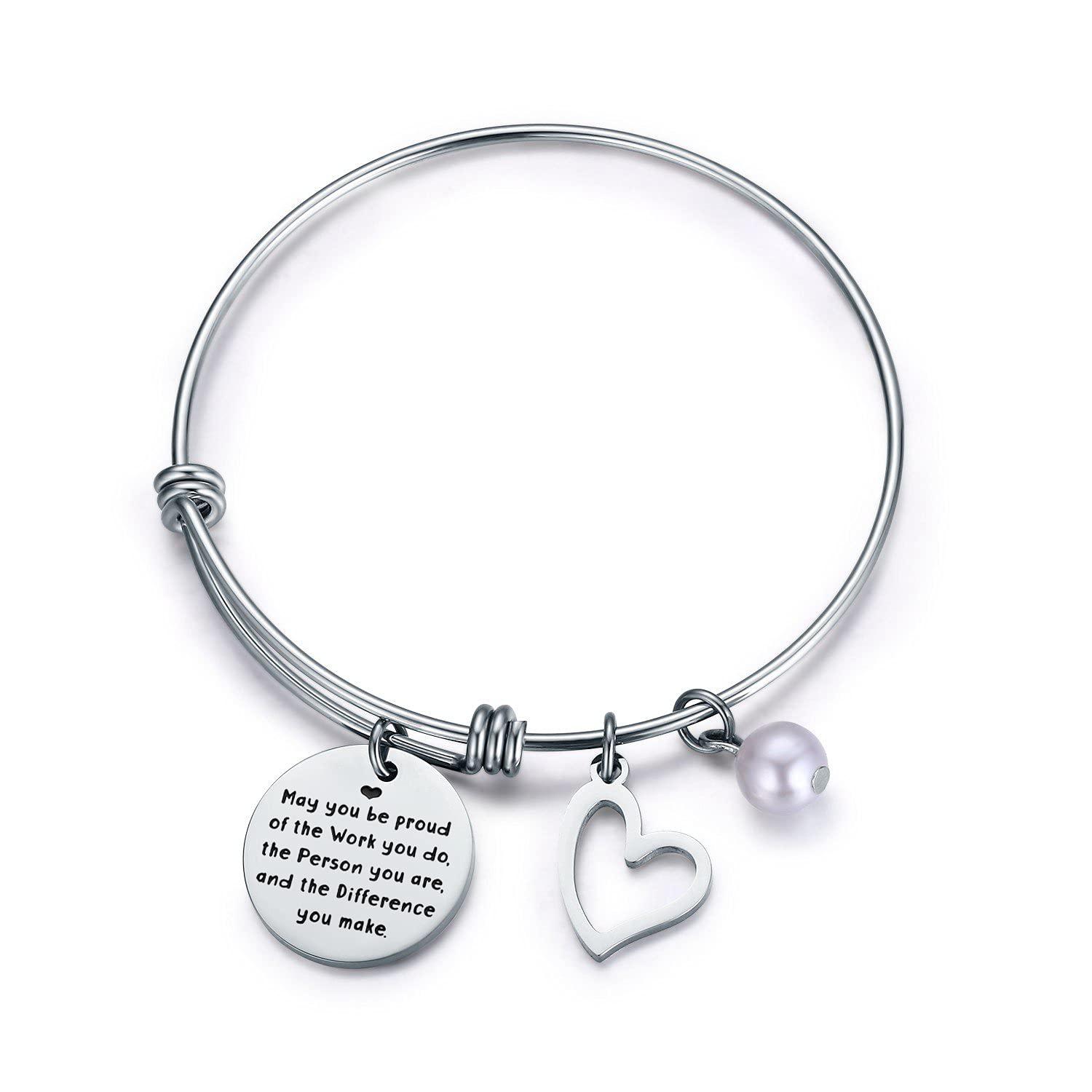 Jvvsci May You Be Proud of The Work You Do The Person You Are And The Difference You Make Bracelet,Thank You Gift,Inspirational Gifts for Women