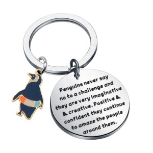 bobauna penguin keychain gift penguins never say no to a challenge inspirational penguin gift for penguin lover (penguins amaze people keychain)