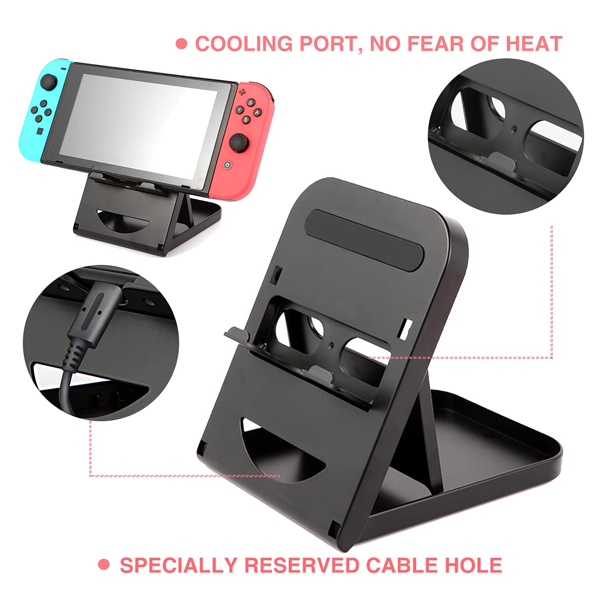 Nintendo Switch Stand/Switch LITE Stand,Foldable,Adjustable and Portable table play stand for N-switch console playing and charging,Compatible with ipad/ Mini/iPad Pro Air, smartphone and kindle