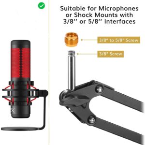 Compatible with HyperX Quadcast S Mic Boom Arm, For Hyperx Quadcast Microphone Adjustable Stand with Pop Filter,Windscreen to Improve Sound Quality By YUZUHOME