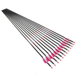 1000 spine arrow 30 inch arrow target practice arrow hunting arrow carbon arrows compound bow recurve bow adult youth archery indoor outdoor shooting bullet tip 12pc pink