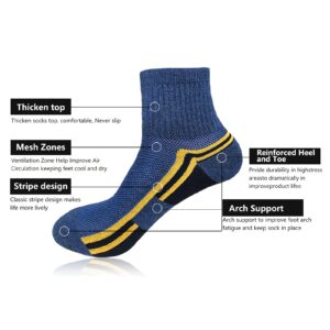 J.WMEET Men's Quarter Ankle Socks Athletic Running Hiking Cushion Performance Ventilation Sports Cotton Socks 6 Pack