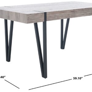 SAFAVIEH Home Collection Alyssa Mid-Century Rustic Industrial Grey Oak/Black Dining Room Table DTB7000C, 0