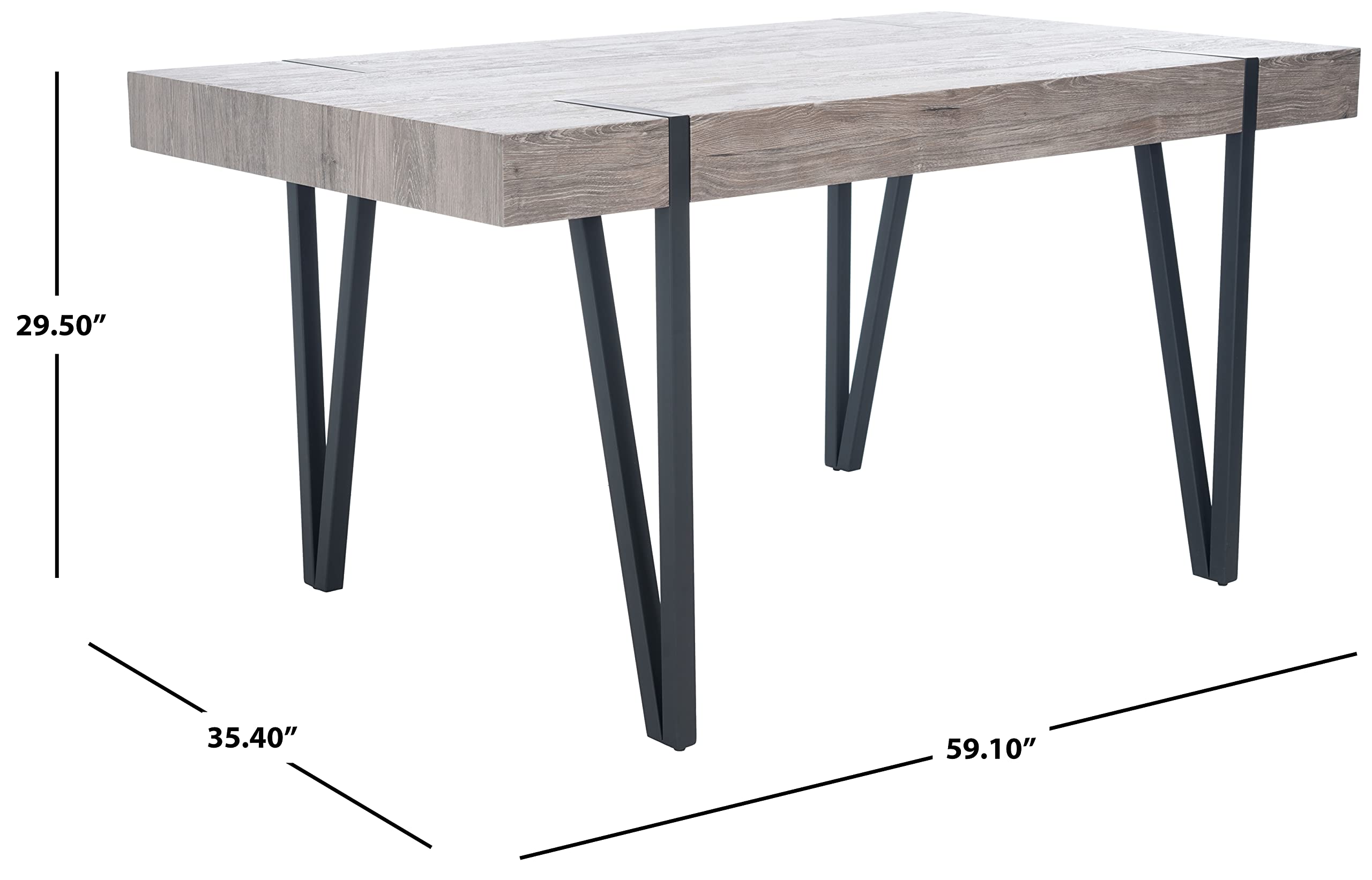 SAFAVIEH Home Collection Alyssa Mid-Century Rustic Industrial Grey Oak/Black Dining Room Table DTB7000C, 0