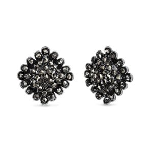 badgley mischka antiqued finish rhinestone square shape clip on stud earrings for women