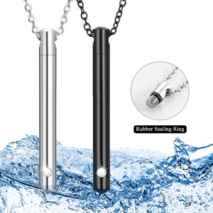 XIUDA Urn Necklace for Ashes Stainless Steel Cremation Necklace with Crystal Memorial Pendant Necklace