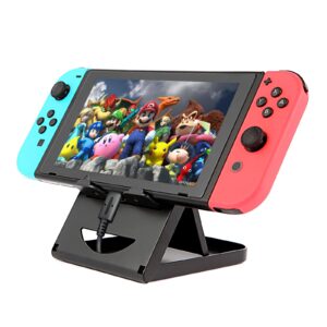 nintendo switch stand/switch lite stand,foldable,adjustable and portable table play stand for n-switch console playing and charging,compatible with ipad/ mini/ipad pro air, smartphone and kindle