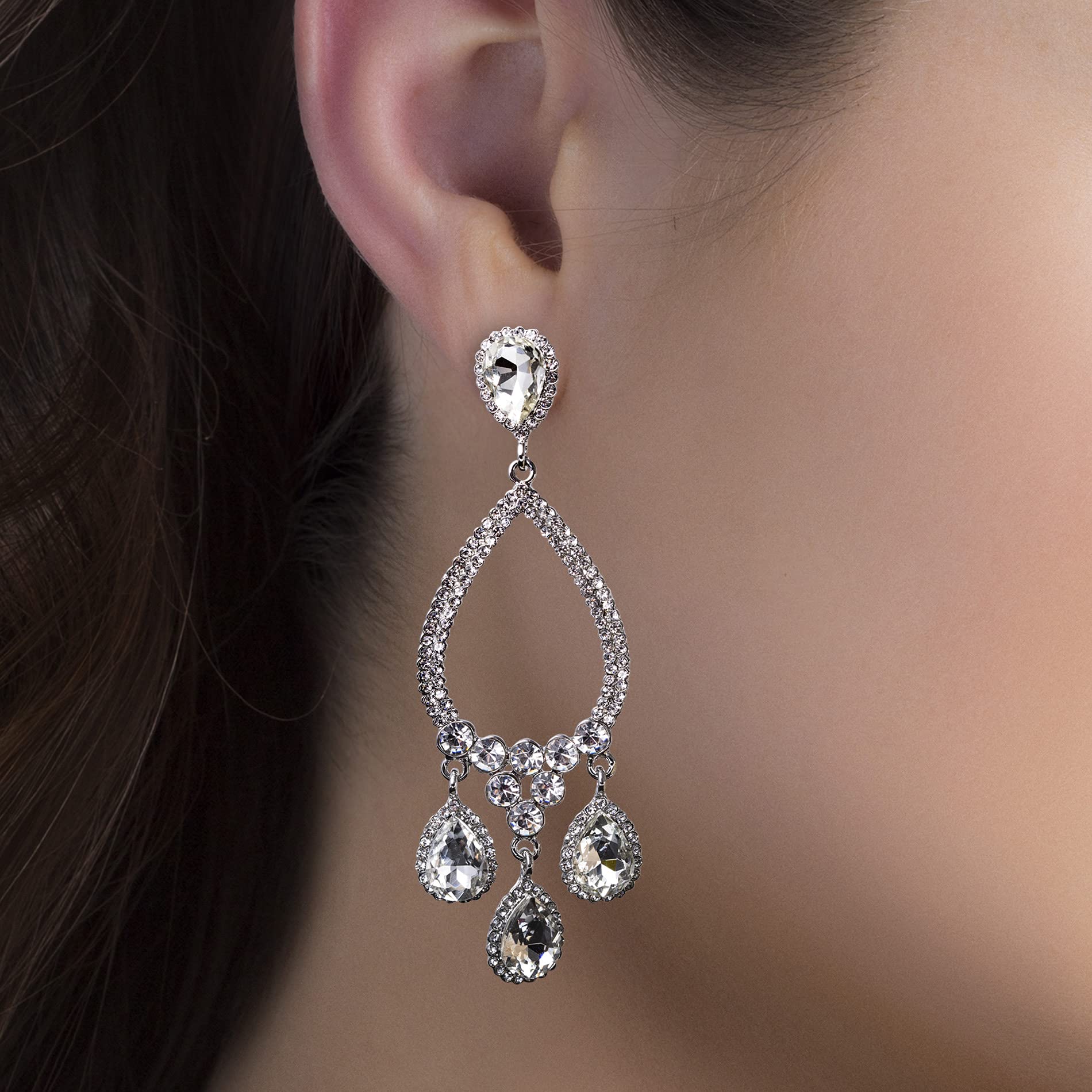 Badgley Mischka Rhinestone Teardrop Chandelier Earrings for Women