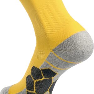 APTESOL Youth Soccer Socks Knee High Team Sport Cushion Sock Women Men Long Tube Cotton Athletic Compression Socks (3-Pair Yellow,X-Small)