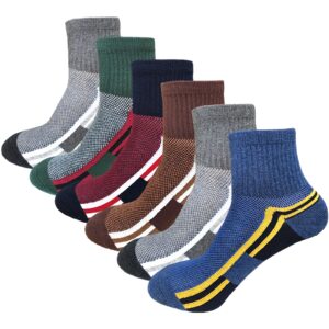 j.wmeet men's quarter ankle socks athletic running hiking cushion performance ventilation sports cotton socks 6 pack