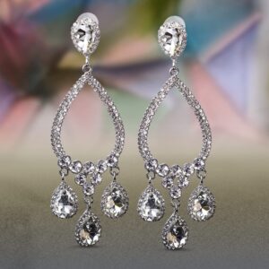 Badgley Mischka Rhinestone Teardrop Chandelier Earrings for Women