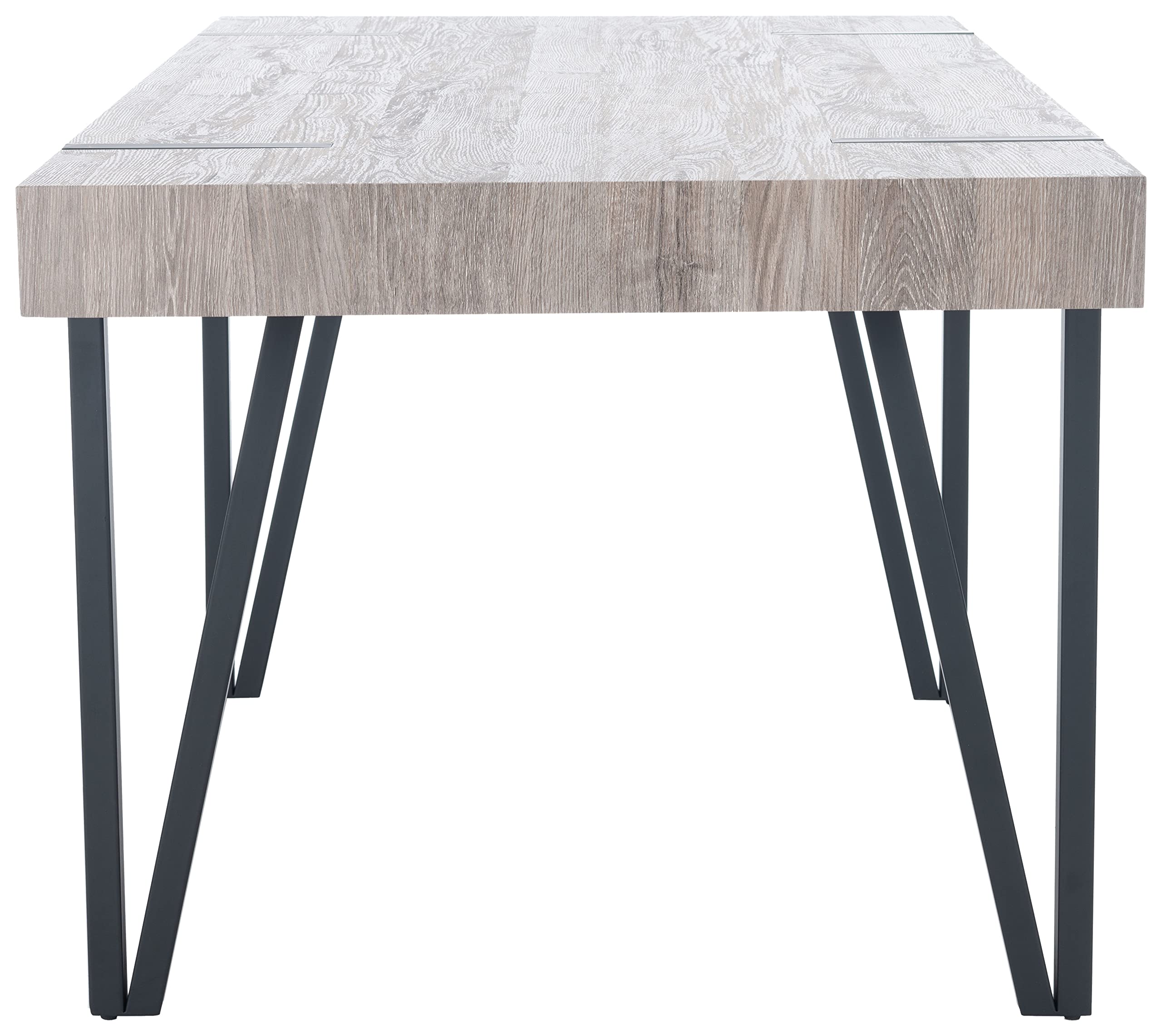 SAFAVIEH Home Collection Alyssa Mid-Century Rustic Industrial Grey Oak/Black Dining Room Table DTB7000C, 0