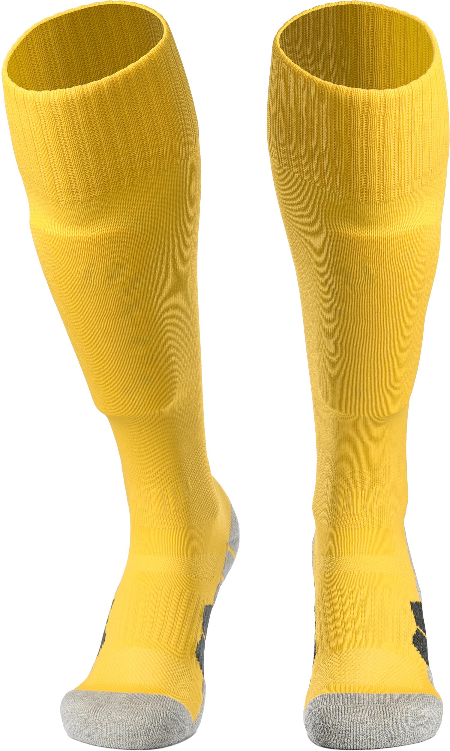 APTESOL Youth Soccer Socks Knee High Team Sport Cushion Sock Women Men Long Tube Cotton Athletic Compression Socks (3-Pair Yellow,X-Small)