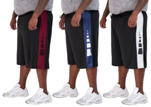 real essentials men's big & tall quick dry 5x shorts, 3 pack - athletic, gym, jogging, running, workout, 10'' inseam, breathable, lightweight, mid rise