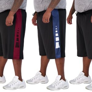 Real Essentials Men's Big & Tall Quick Dry 5X Shorts, 3 Pack - Athletic, Gym, Jogging, Running, Workout, 10'' Inseam, Breathable, Lightweight, Mid Rise