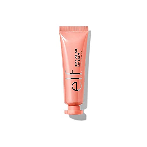 e.l.f. Ride or Die Lip Balm, Ultra-Hydrating Tinted Lip Balm, Infused with Jojoba Oil, Sheer Finish, Just Peachy, 0.42 Oz (12g)