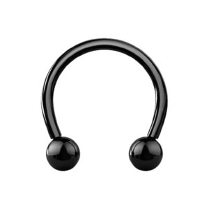 16ga pvd plated g23 implant grade titanium internally threaded ball ends cartilage helix daith septum circular horseshoe barbell (black)