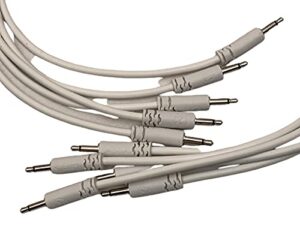 luigis modular supply spaghetti eurorack patch cables - package of 5 white cables, 18 (45 cm)