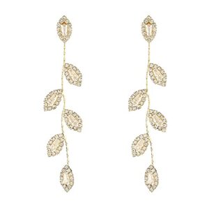 bridal earrings for wedding rhinestone dangle earrings leaf earrings long earrings elegant for women