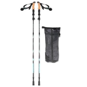 a001 trekking poles carbon fiber 2 pack, collapsible folding walking stick, 5-section adjustable telescopic pole with cork grip, lightweight hiking gear for camping, backpacking, climbing, walking,