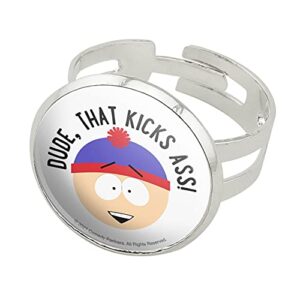 graphics & more south park stan that kicks a** silver plated adjustable novelty ring