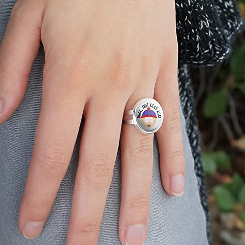 GRAPHICS & MORE South Park Stan That Kicks A** Silver Plated Adjustable Novelty Ring