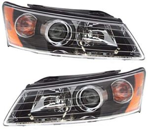 garage-pro headlight compatible with 2006 2007 2008 hyundai sonata assembly with bulb set driver and passenger side