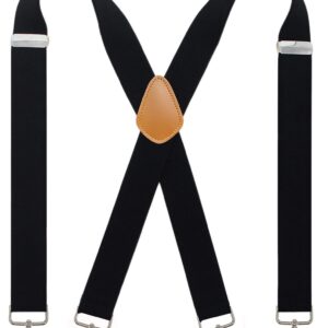 Cedrainy Suspenders For Men 1.4 Inch X Back Wide Suspender Heavy Duty Swivel Belt Loops With 4 Snap Hooks(Black)