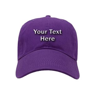 customized embroidered custom stitched personalized design logo 6 panel dad cap adjustable purple