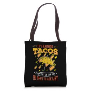 it's raining tacos funny taco kids girls boys gift tote bag