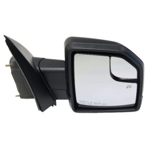 kool vue right power heated mirror for ford f-150 2015-2018 manual fold with signal light & spotter glass; without memory, puddle lamp & auto-dimming textured built up to 02/26/18