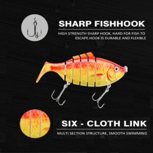 New Fishing Lures for Bass Salmon Trout, Multi Jointed Swimbait Slow Sinking Bionic Swimming Lures Bass Freshwater&Saltwater Lifelike Bass Lures Fishing Tackle,Fishing Gifts for Men (Color B+C+D+E)