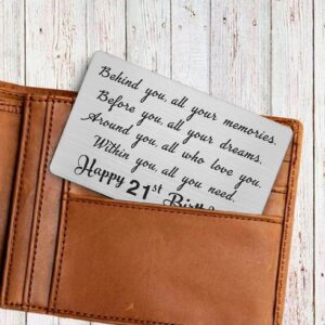 21st Year Old Happy Birthday Gifts, 21th Birthday Decorations, Engraved Wallet Inserts Card Present for Women Men Him Her