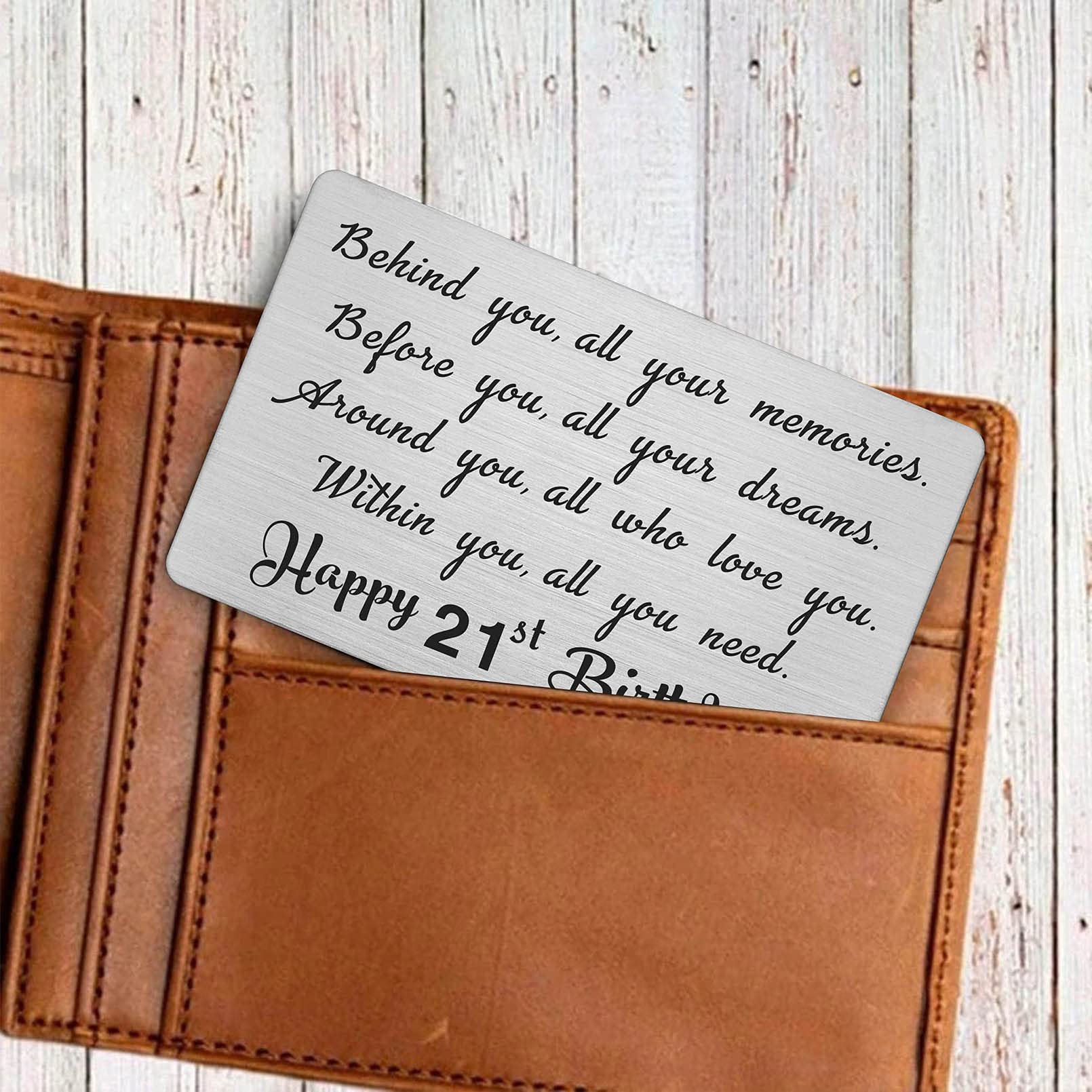 21st Year Old Happy Birthday Gifts, 21th Birthday Decorations, Engraved Wallet Inserts Card Present for Women Men Him Her