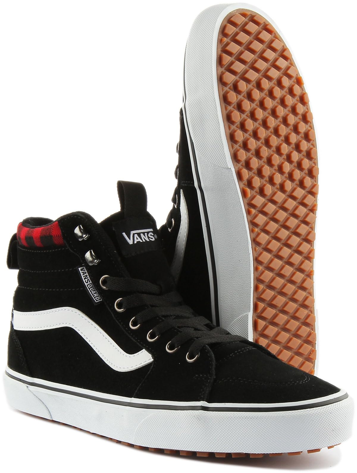 Vans Men's Hi-Top Trainers Sneaker, Suede Black Red Plaid, 10.5