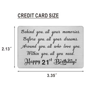 21st Year Old Happy Birthday Gifts, 21th Birthday Decorations, Engraved Wallet Inserts Card Present for Women Men Him Her