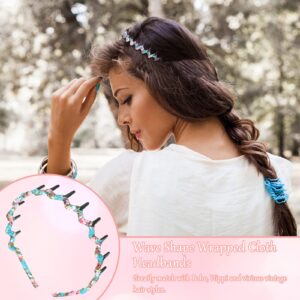 6 Colors Zigzag Shark Tooth Hair Comb Headbands Wrapped Cloth Hard Hairbands Wave Shape Plastic Hair Band Hair Accessory for Women Girls (Chic Pattern)