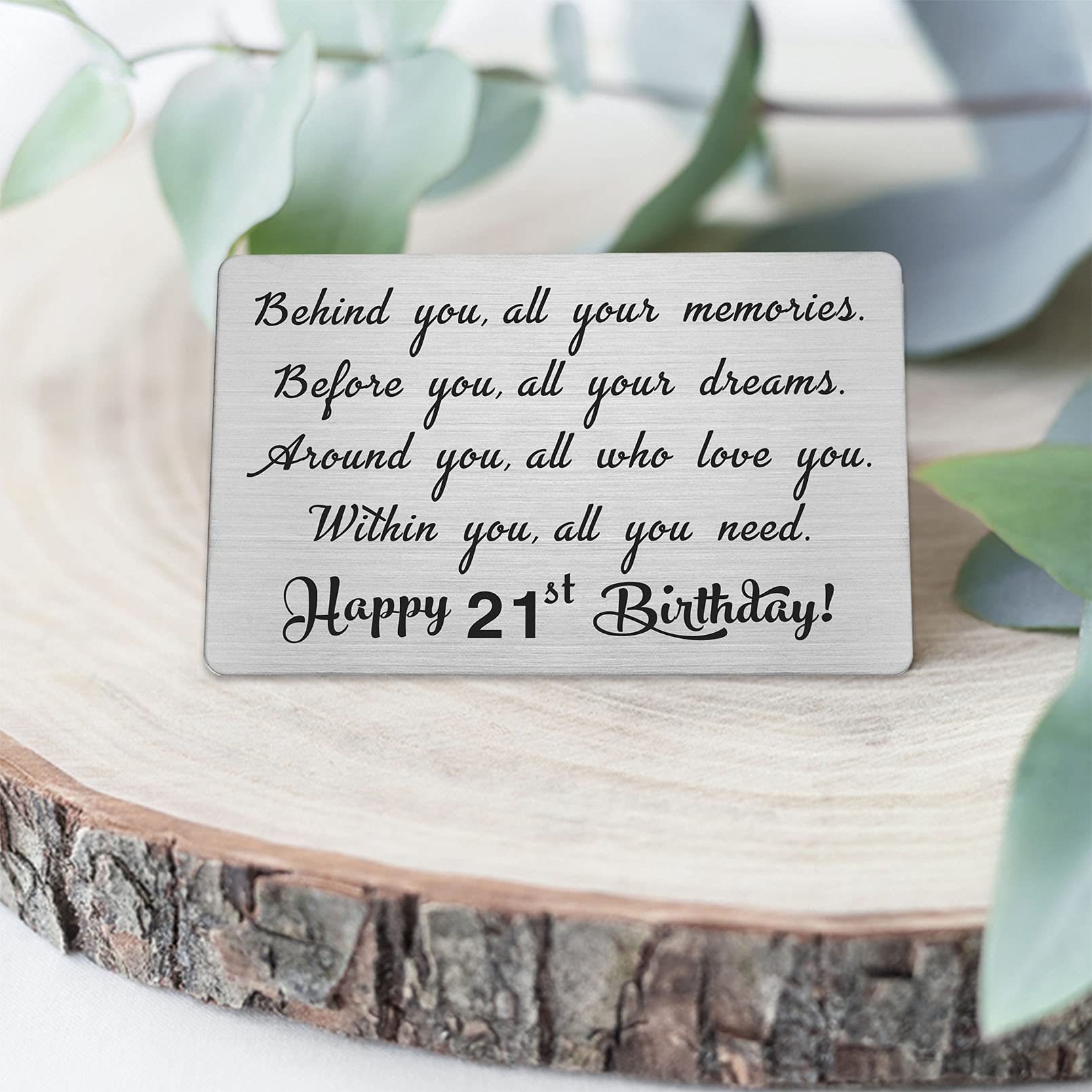 21st Year Old Happy Birthday Gifts, 21th Birthday Decorations, Engraved Wallet Inserts Card Present for Women Men Him Her