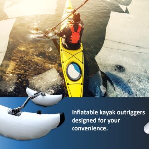 Pactrade Marine Boat Kayak Canoe Outrigger Stabilizer System PVC Inflatable Float Buoy Buoyant Fishing Grey Gray Tube Sidekick Arm Kit Breath Kayaking Rod Adjustable Accessories Repair Patches Outdoor