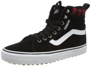 vans men's hi-top trainers sneaker, suede black red plaid, 10.5