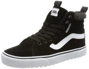 vans women's high-top sneaker, suede black white, 9