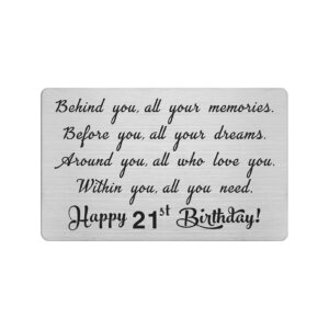 21st year old happy birthday gifts, 21th birthday decorations, engraved wallet inserts card present for women men him her