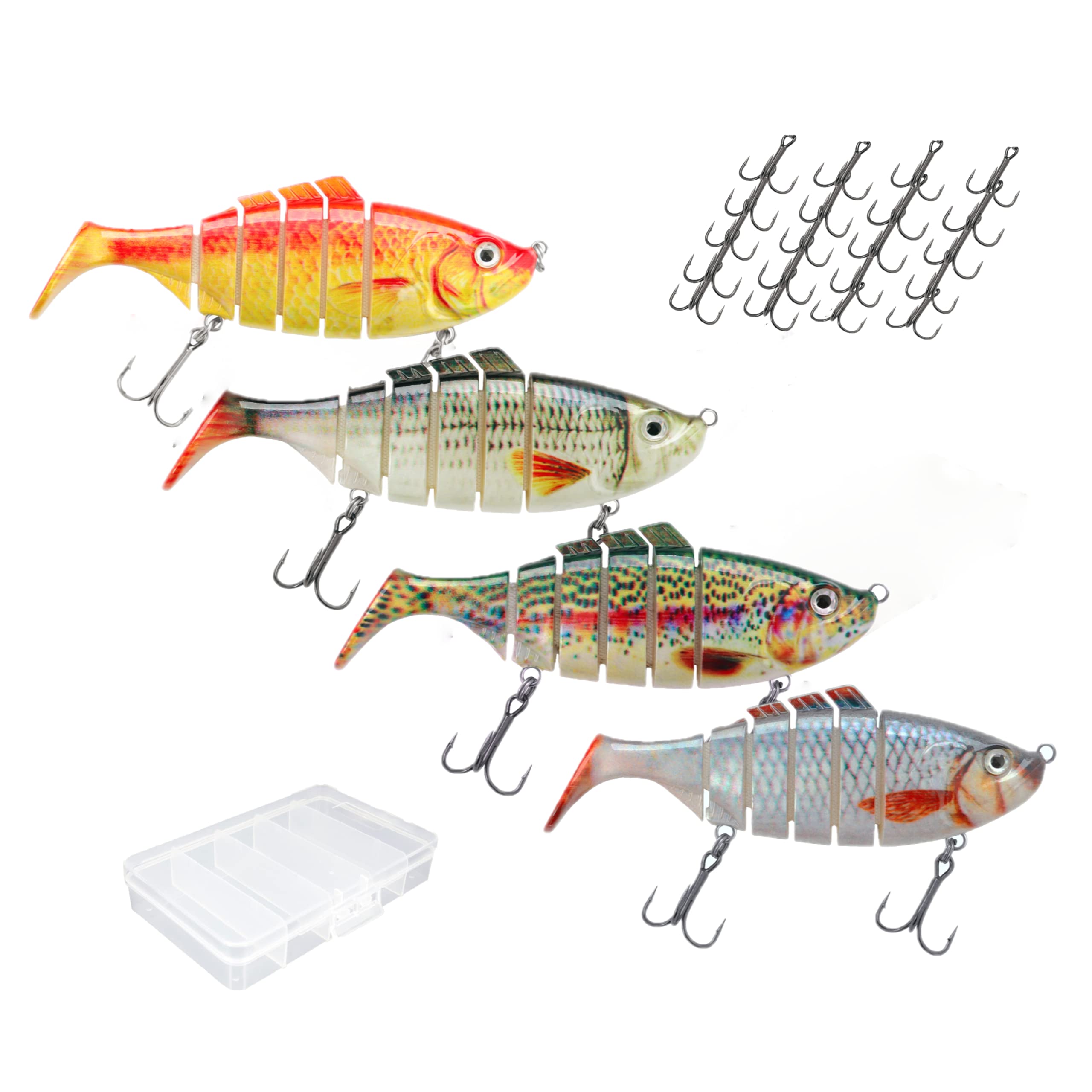 New Fishing Lures for Bass Salmon Trout, Multi Jointed Swimbait Slow Sinking Bionic Swimming Lures Bass Freshwater&Saltwater Lifelike Bass Lures Fishing Tackle,Fishing Gifts for Men (Color B+C+D+E)